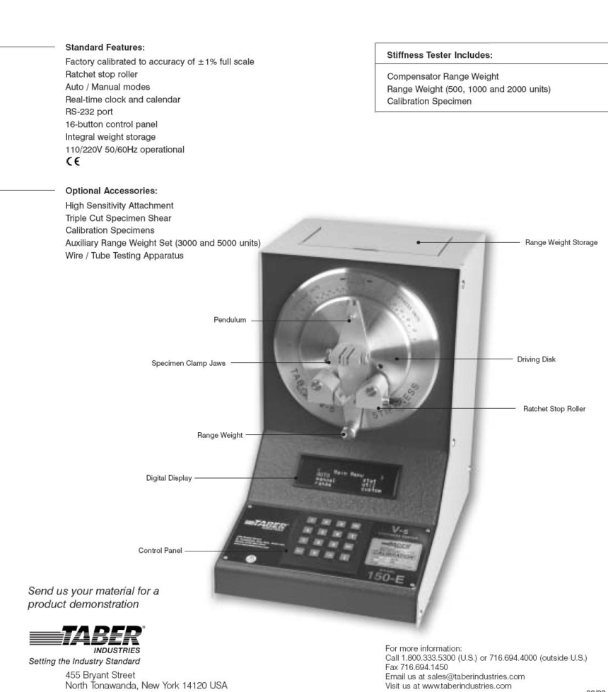 Stiffness 시험기 (강성,강직도 시험) - TABER 한국대리점- 한미산업